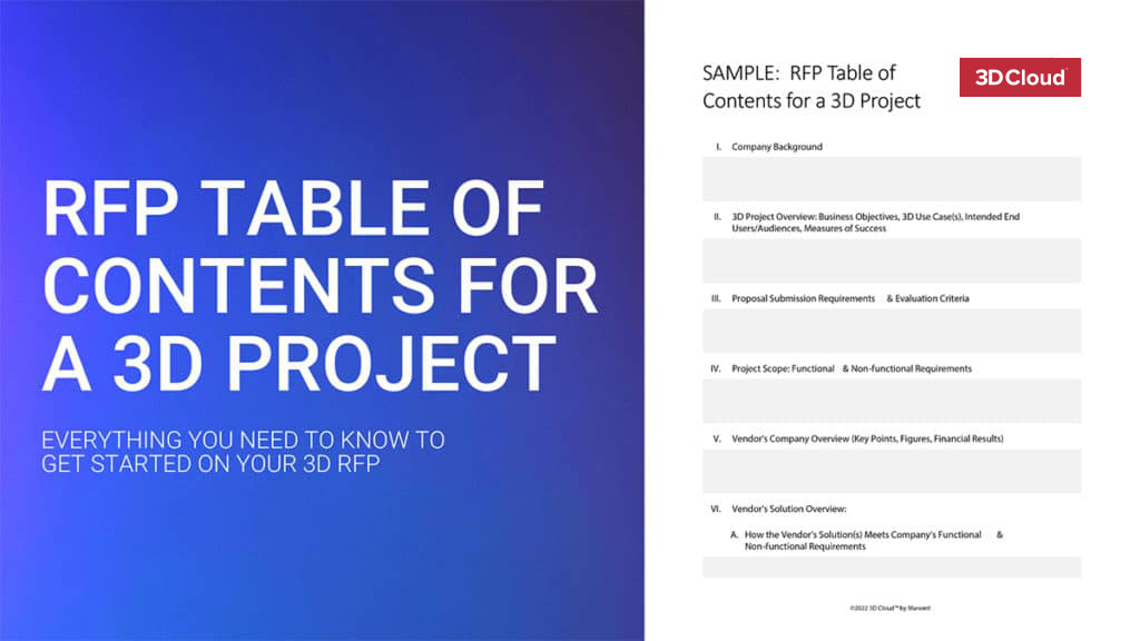RFP Table of Contents for 3D Projects | 3D Cloud