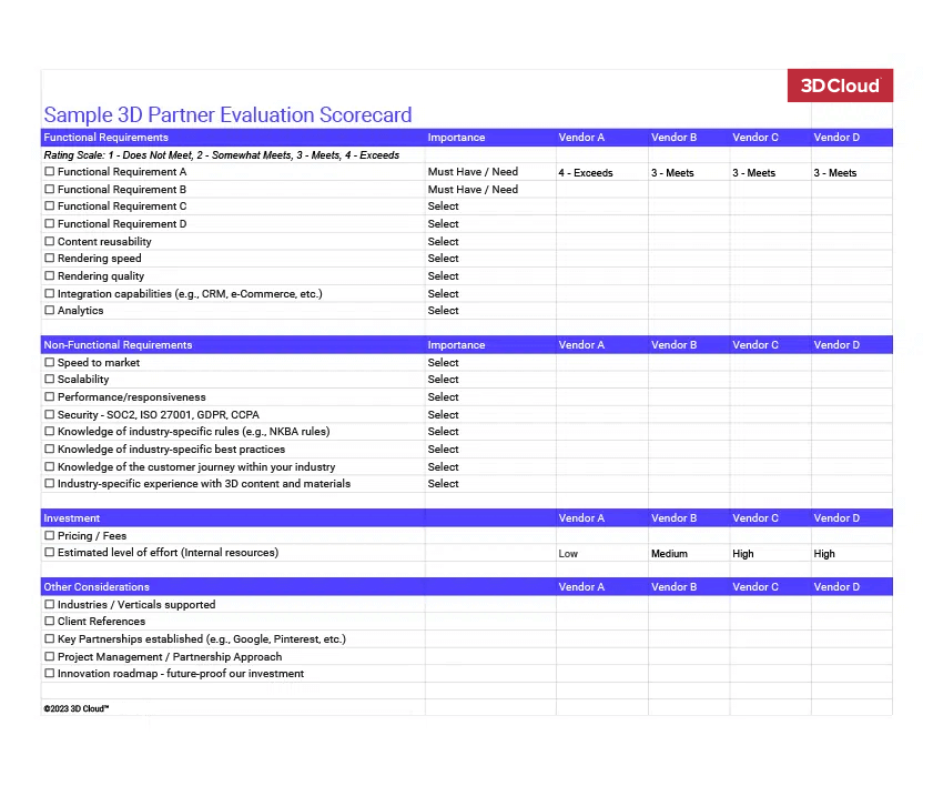 Vendor Selection Scorecard